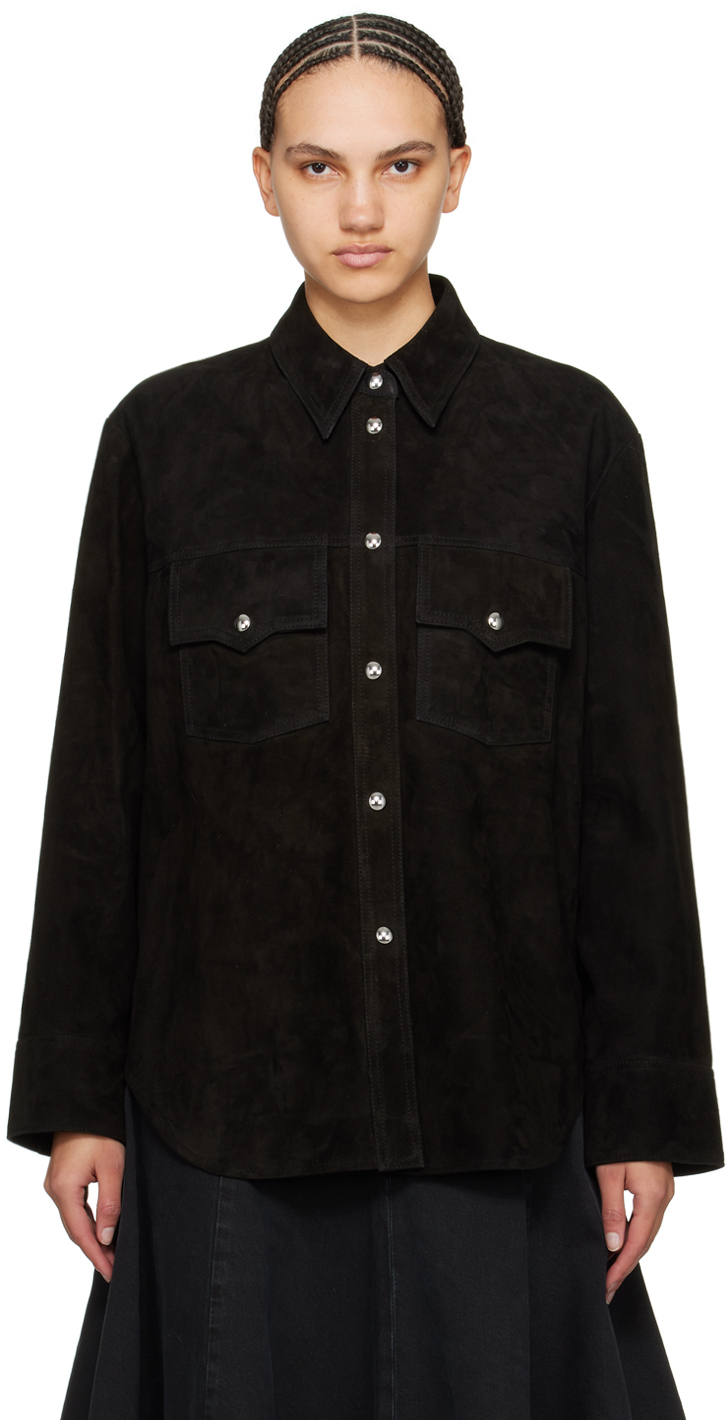 Black Jinn Suede Jacket by KHAITE on Sale