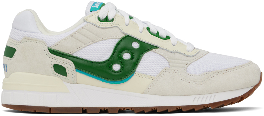 White & Green Shadow 5000 Premium Ivy Prep Sneakers by Saucony on Sale
