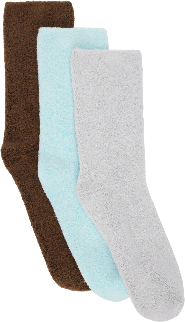 SSENSE Exclusive Three-Pack Multicolor Buckle Overankle Socks by ...