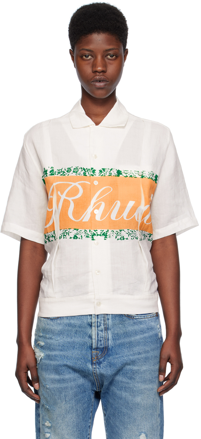 Rhude: White Printed Shirt | SSENSE