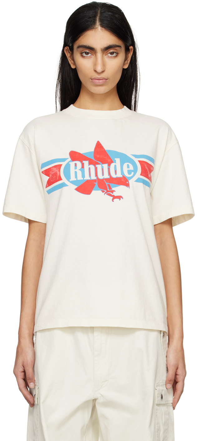 Rhude: Off-White Chevron Eagle T-Shirt | SSENSE Canada