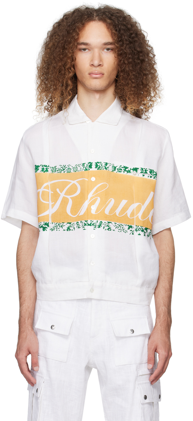 White Pleated Shirt by Rhude on Sale
