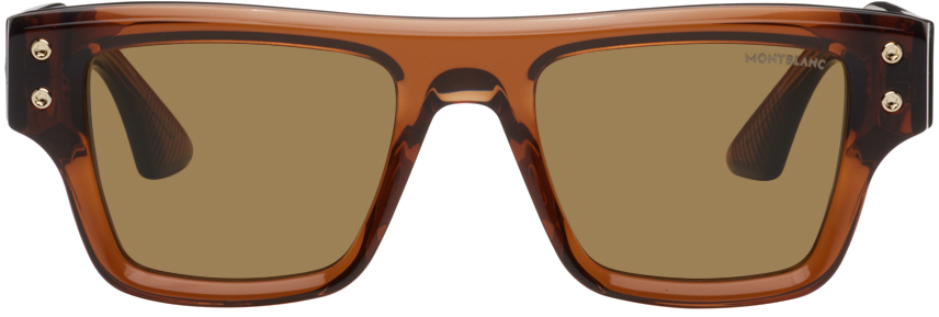 Brown Square Sunglasses by Montblanc on Sale