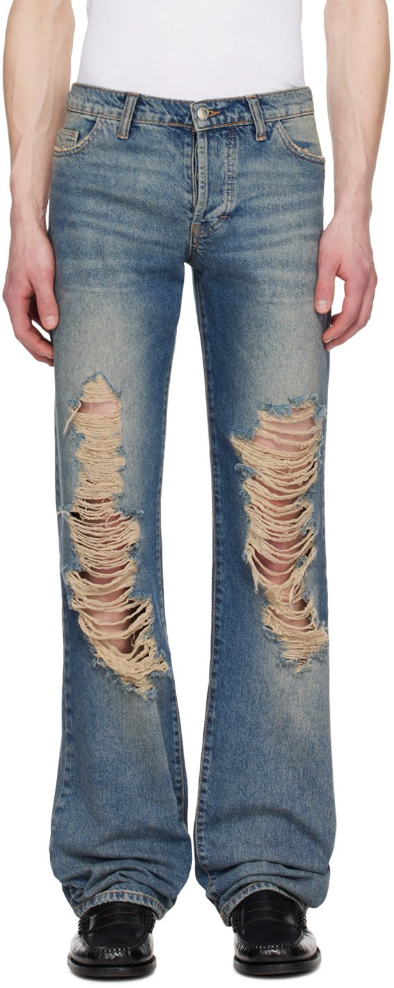 Blue Rip Back Jeans by Ashley Williams on Sale