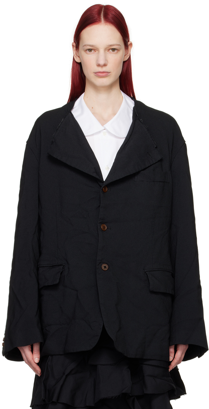Black Comme des Garçons: Black Raw Edge Blazer | SSENSE