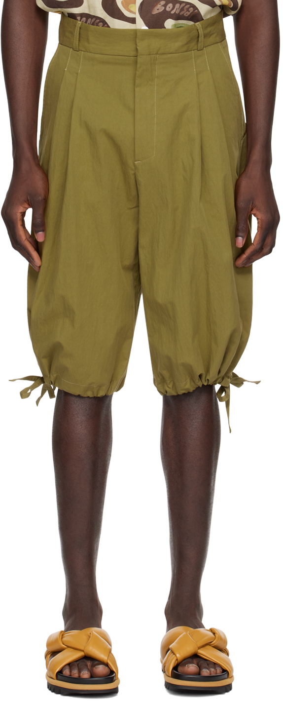 Khaki Drawstring Shorts by Bonsai on Sale