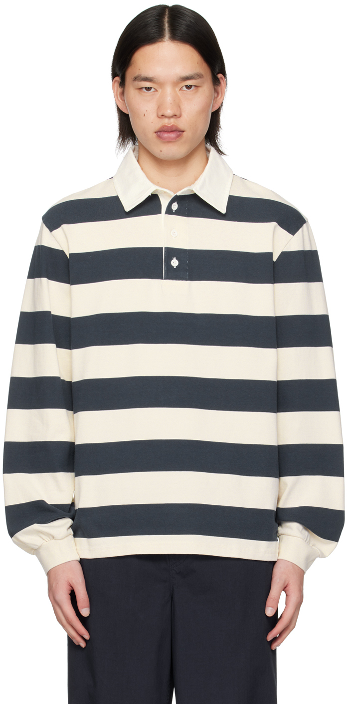 White & Navy Colt Rugby Polo by Palmes on Sale