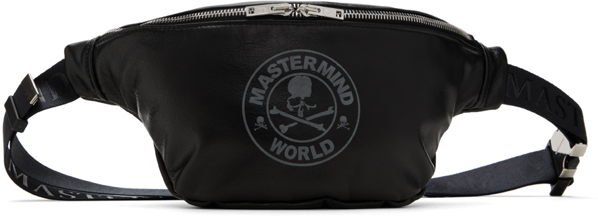 MASTERMIND WORLD: Black MW Leather Pouch | SSENSE