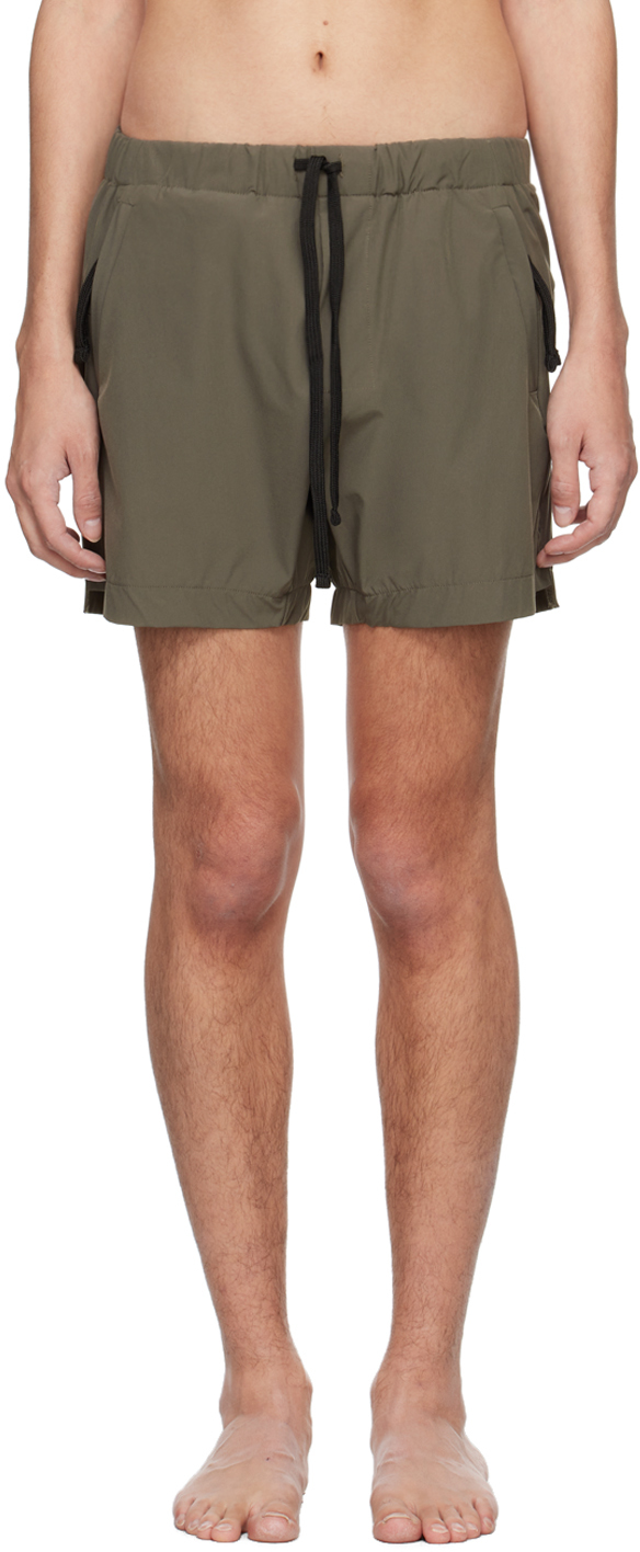 Khaki Pocket Swim Shorts by thom/krom on Sale