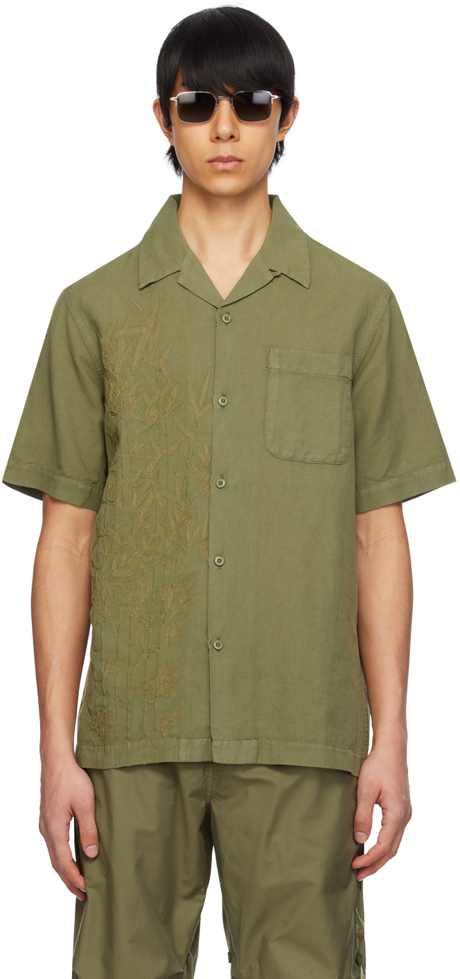 Khaki Embroidered Shirt by Maharishi on Sale