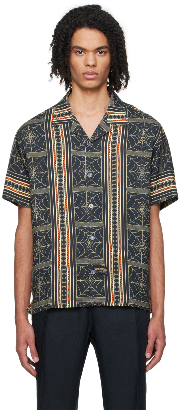DEVÁ STATES: Black & Beige Print Shirt | SSENSE
