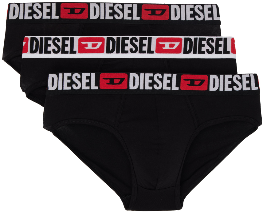Diesel: Three-Pack Black Umbr-Andre Briefs | SSENSE