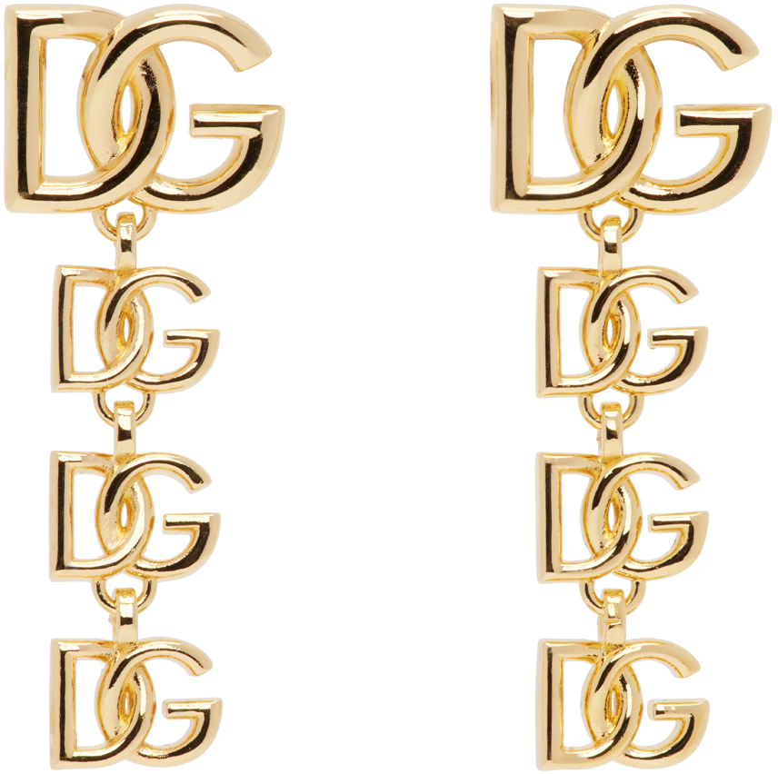 Dolce&Gabbana: Gold DG Multi-Logo Earrings | SSENSE