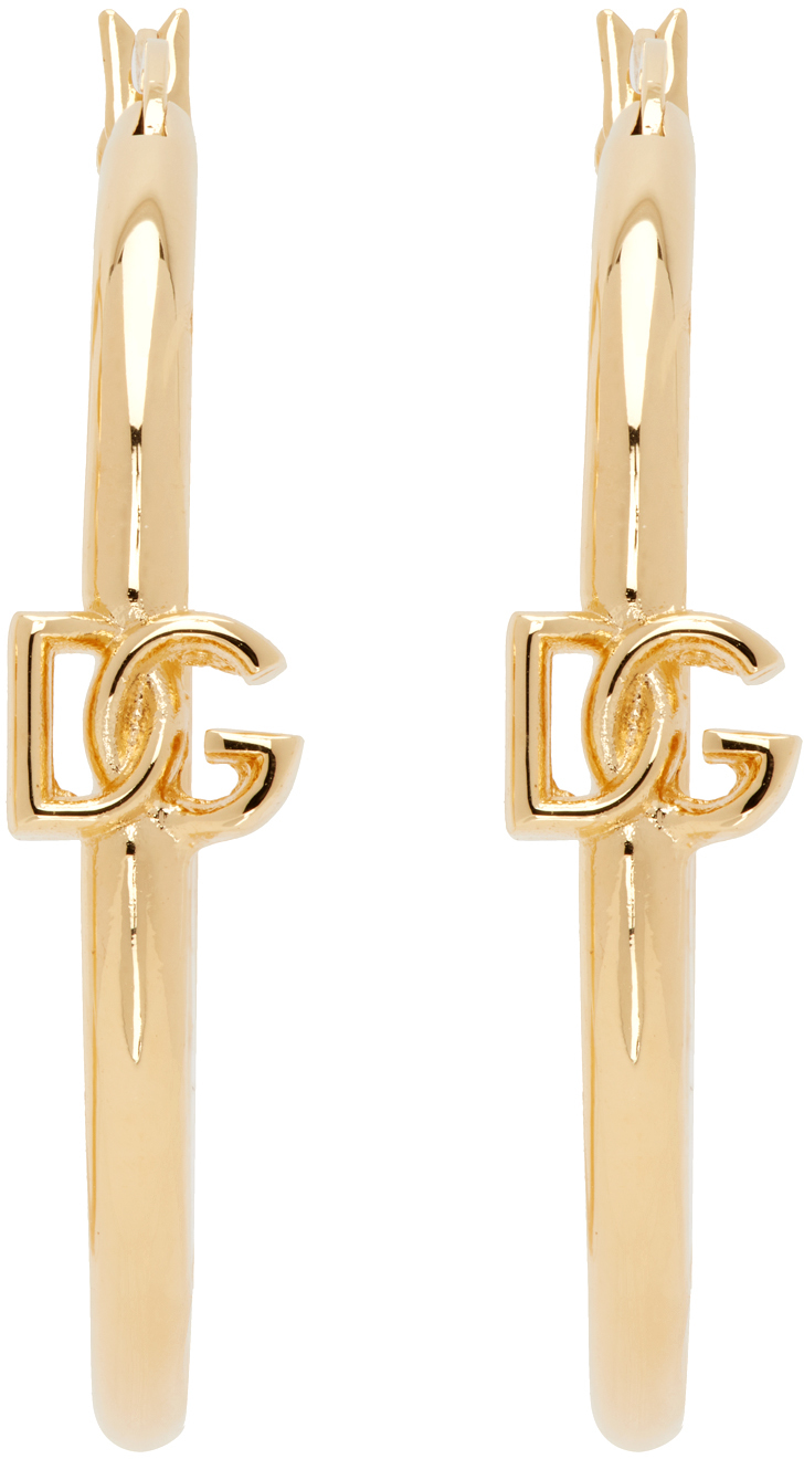Gold 'DG' Logo Earrings by Dolce&Gabbana on Sale