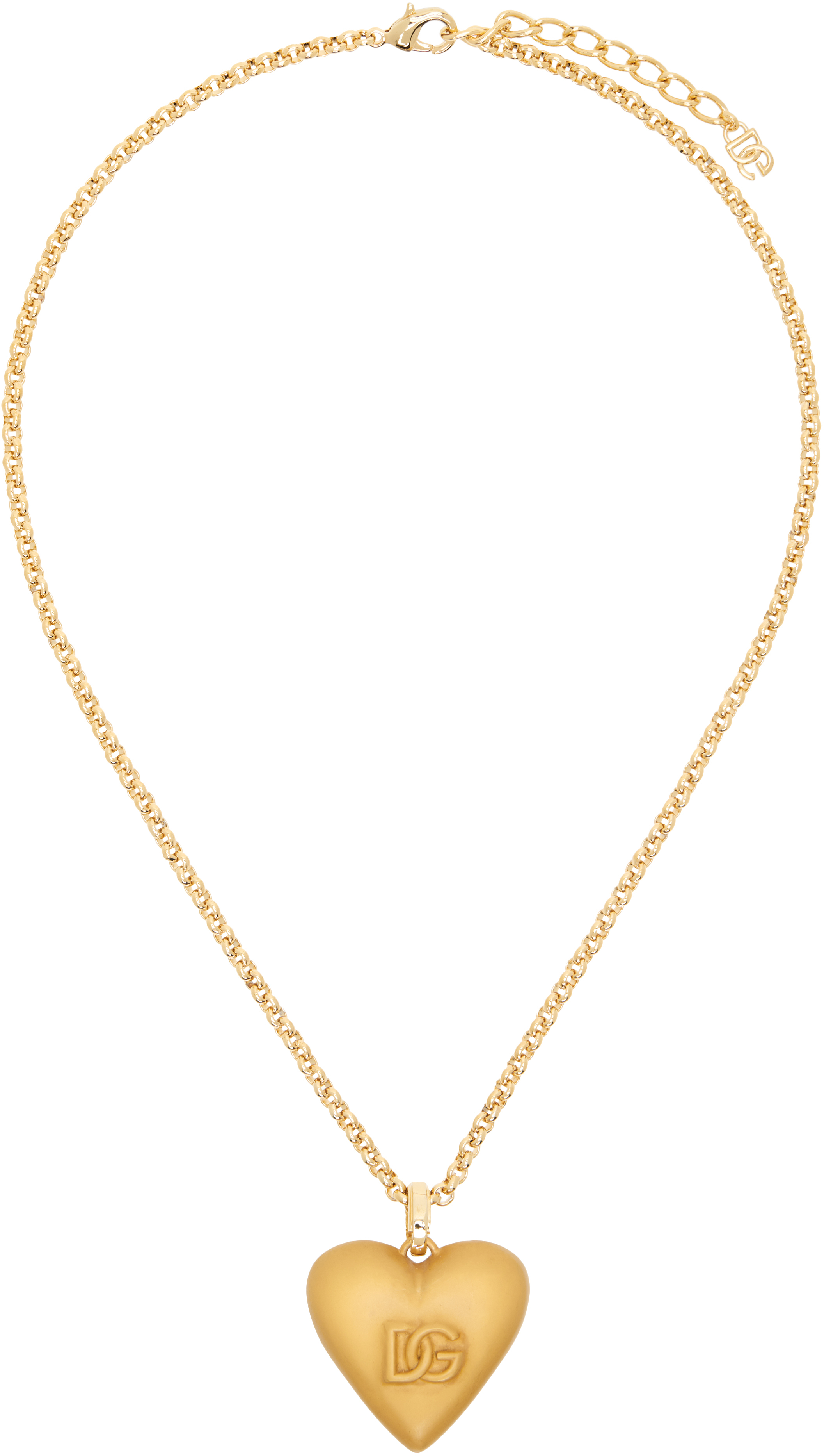 Dolce&Gabbana: Gold 'DG' Logo Heart Pendant Necklace | SSENSE