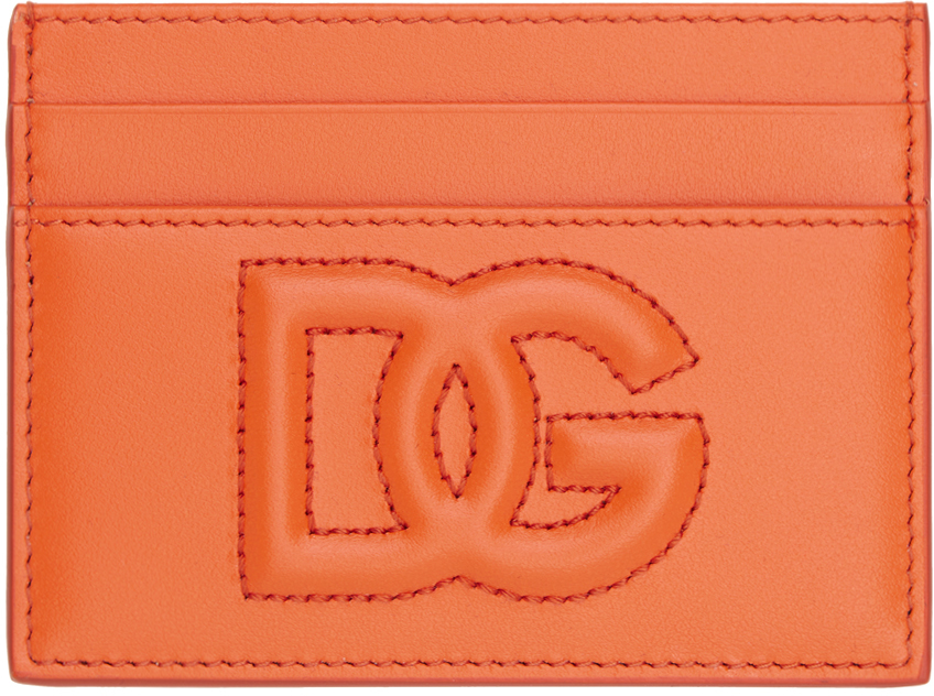 Dolce&Gabbana: Orange 'DG' Logo Card Holder | SSENSE