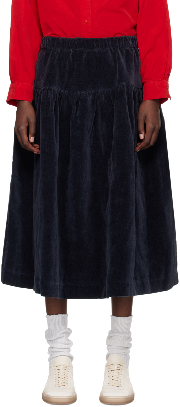 Navy Up Up Midi Skirt by CASEY CASEY on Sale