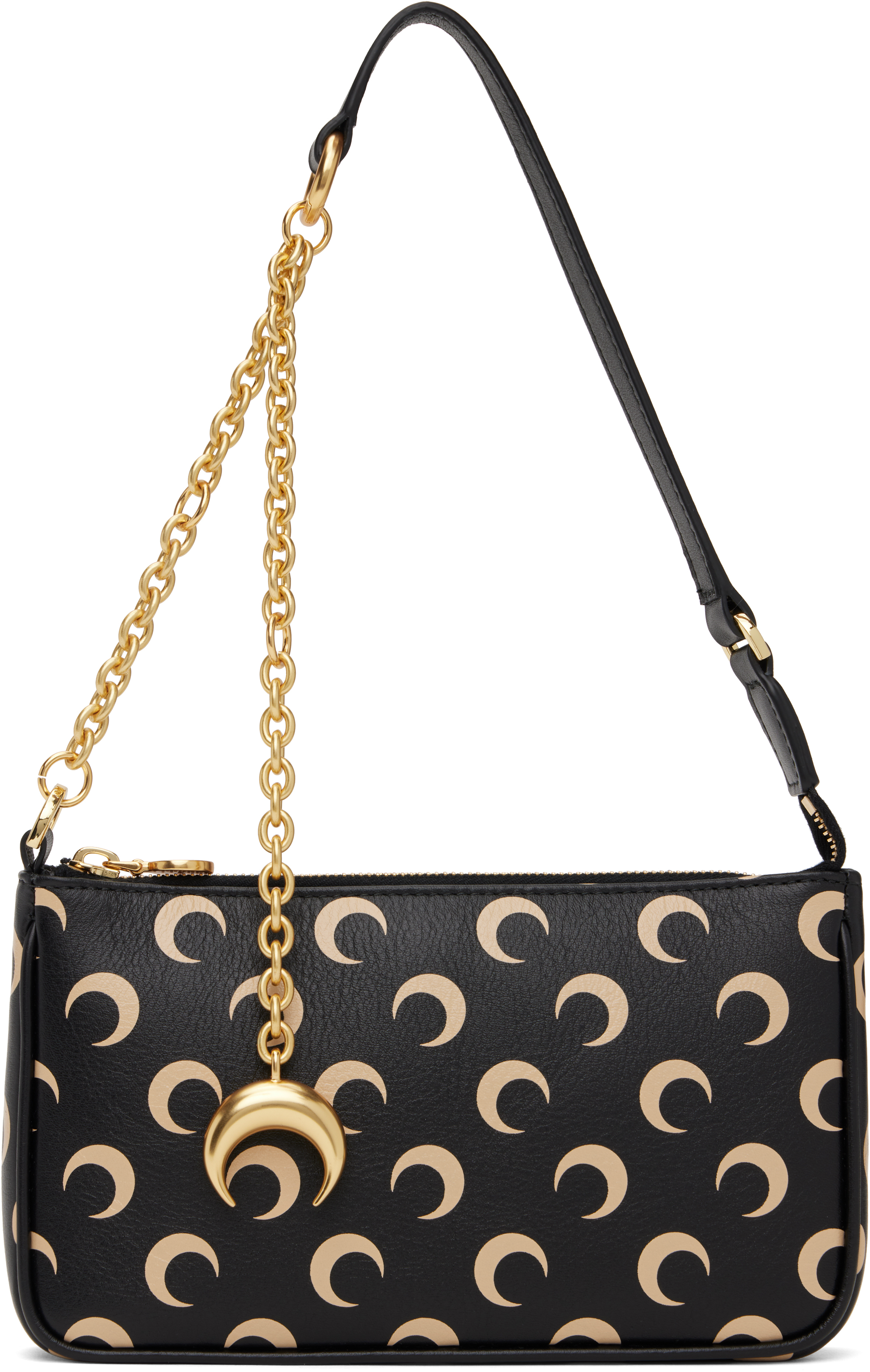 Black Moon Screenprint Leather Core Bag by Marine Serre on Sale