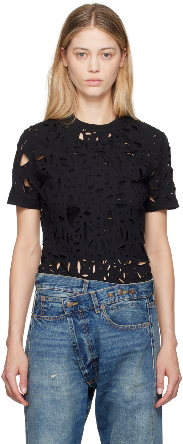 R13: Black Excess Distress T-Shirt | SSENSE