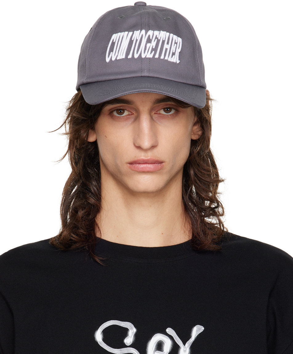 Gray 'Cum Together' Cap by Carne Bollente on Sale