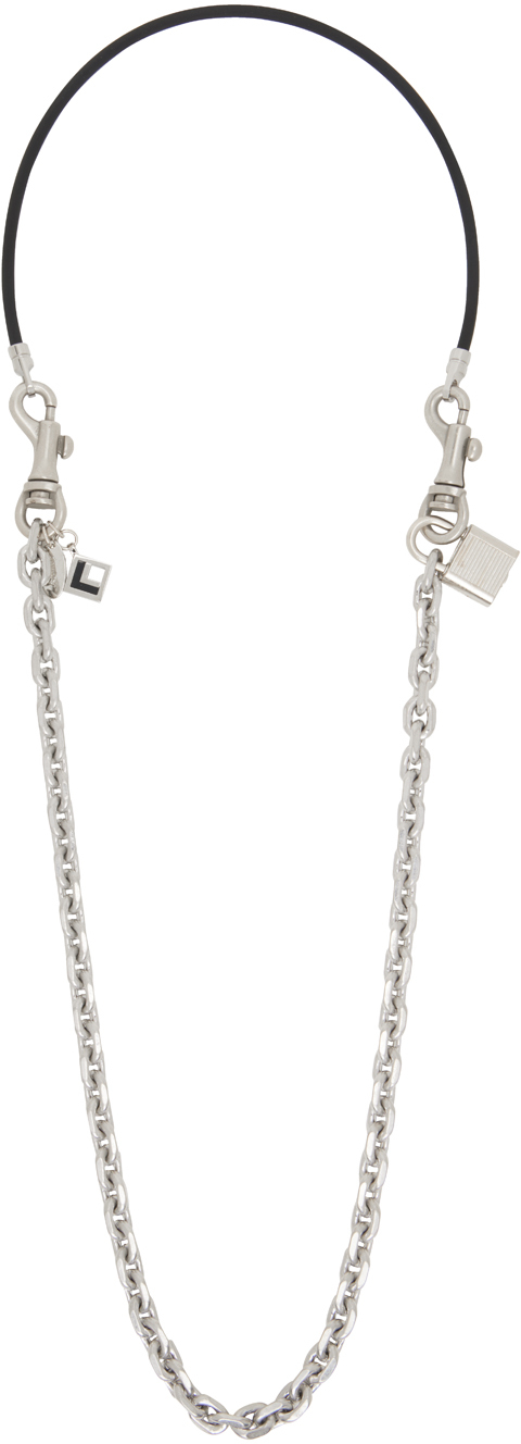 Silver & Black Magnetic Chain Necklace by doublet on Sale