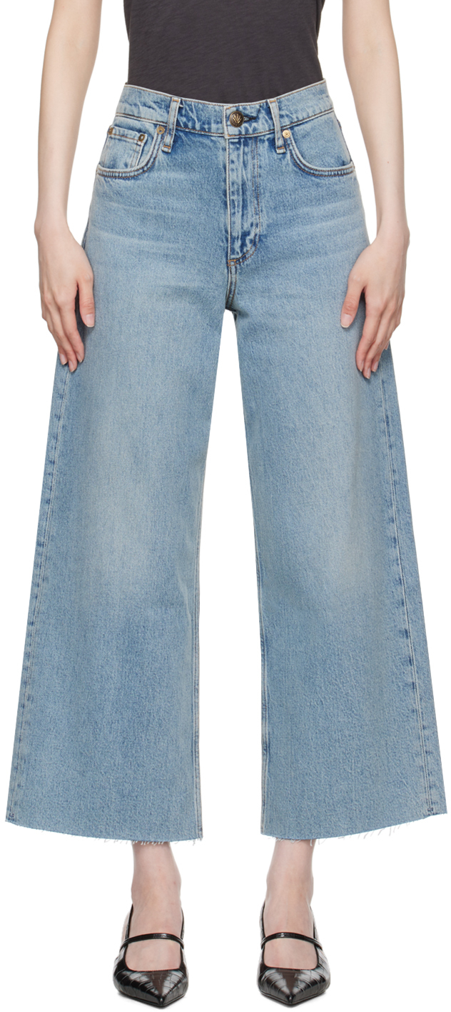 rag & bone: Blue Andi Ankle Wide-Leg Jeans | SSENSE