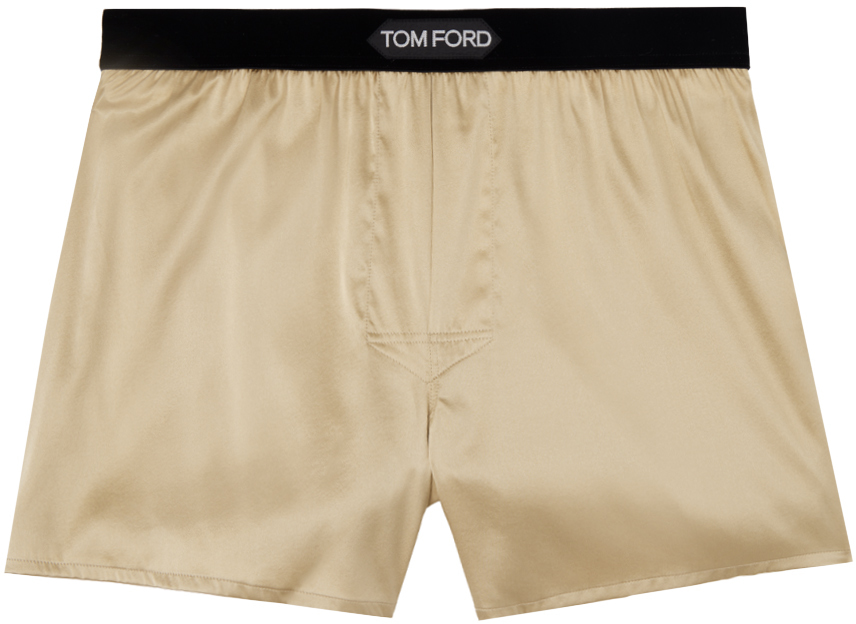 TOM FORD: Gold Silk Boxers | SSENSE