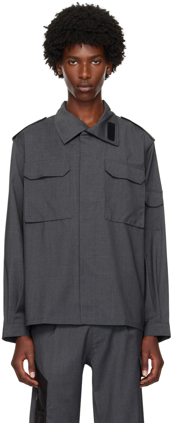 Olly Shinder: Gray Wool Overshirt | SSENSE