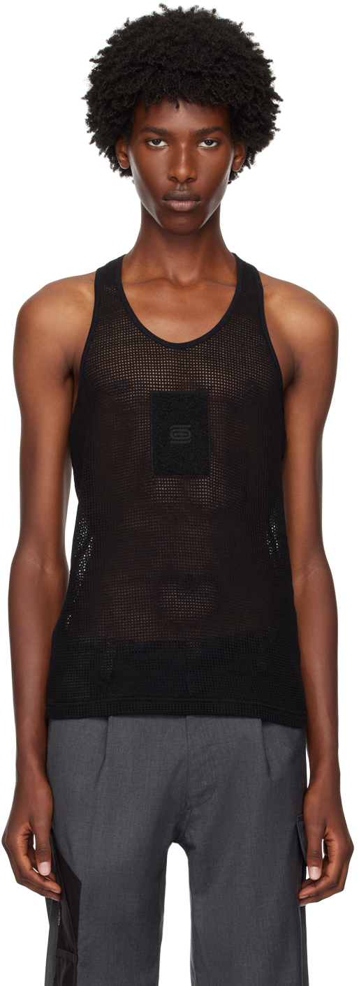 Black Net Tank Top by Olly Shinder on Sale