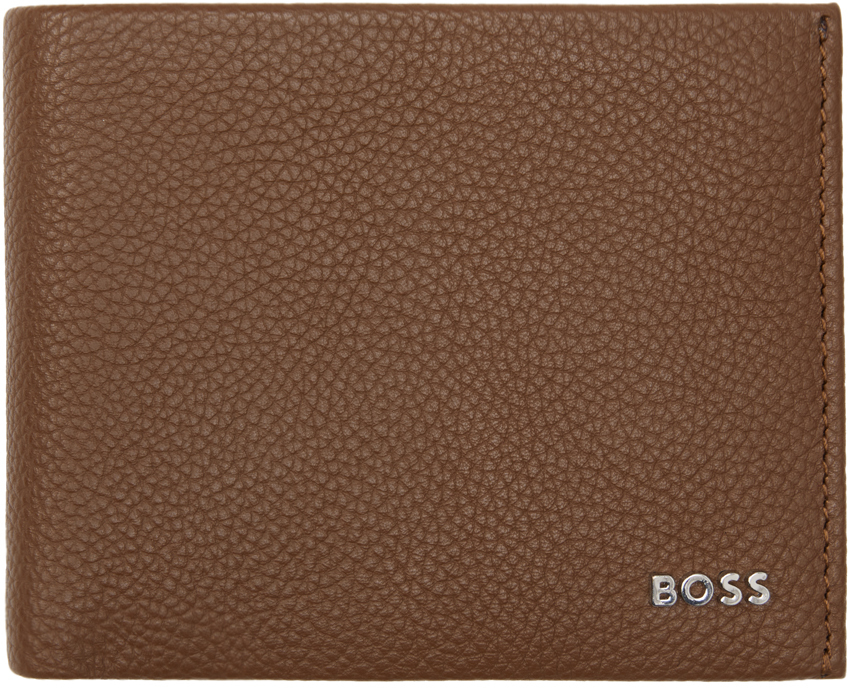 Brown Logo Wallet by BOSS on Sale