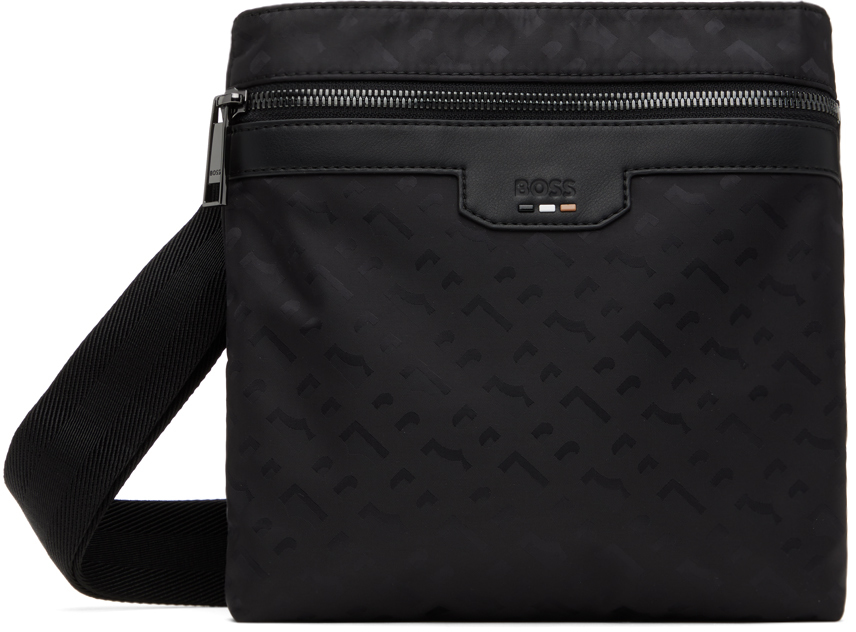 BOSS: Black Monogram Jacquard Envelope Bag | SSENSE