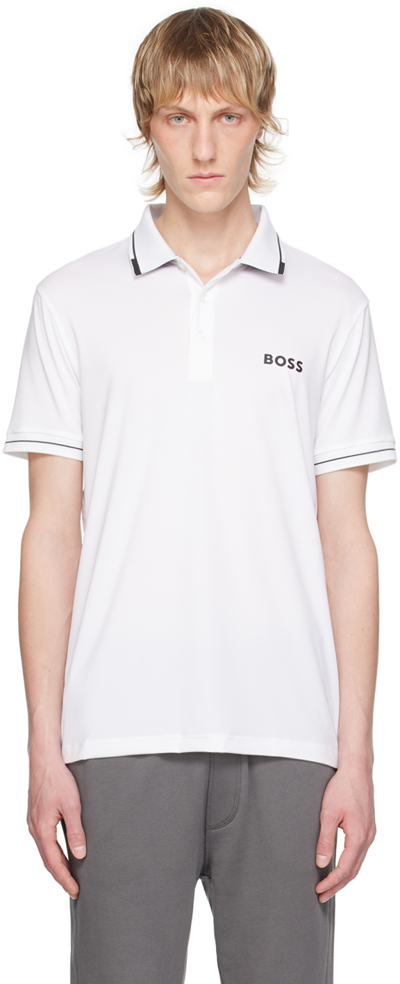 BOSS: White Bonded Polo | SSENSE