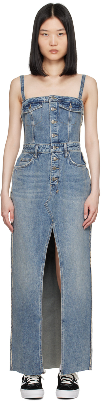 Ksubi: Blue Paloma Frayed Denim Maxi Dress | SSENSE