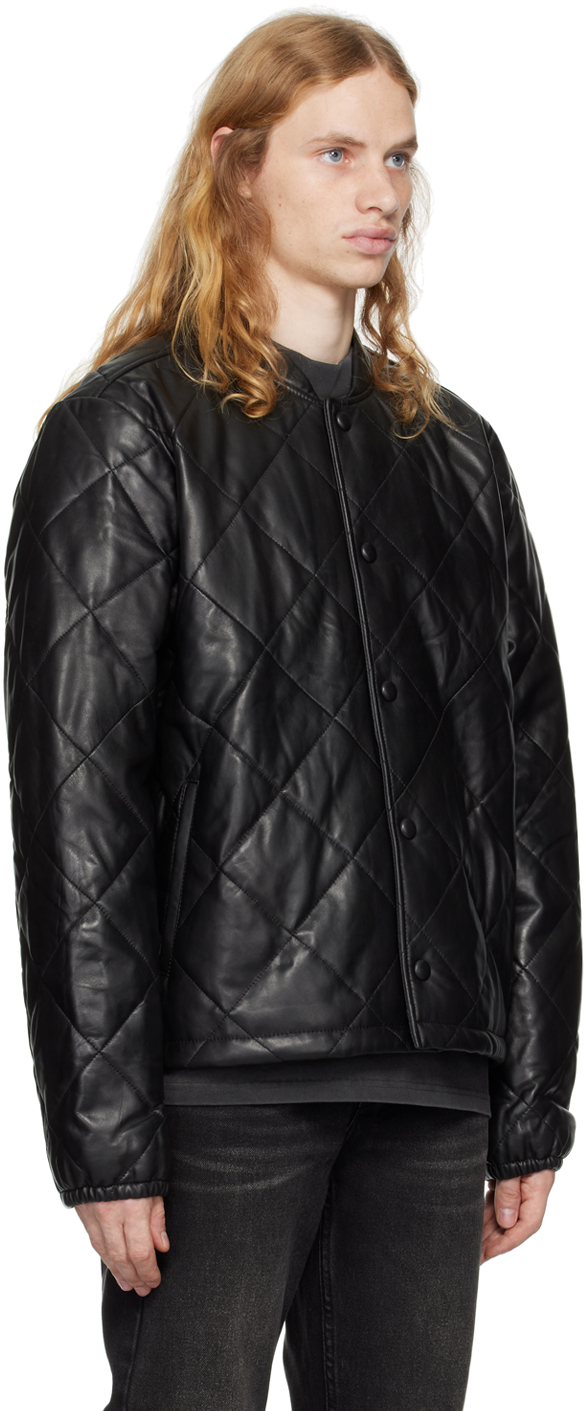 Ksubi Black Eclipse Quilted Leather Bomber Jacket | Smart Closet