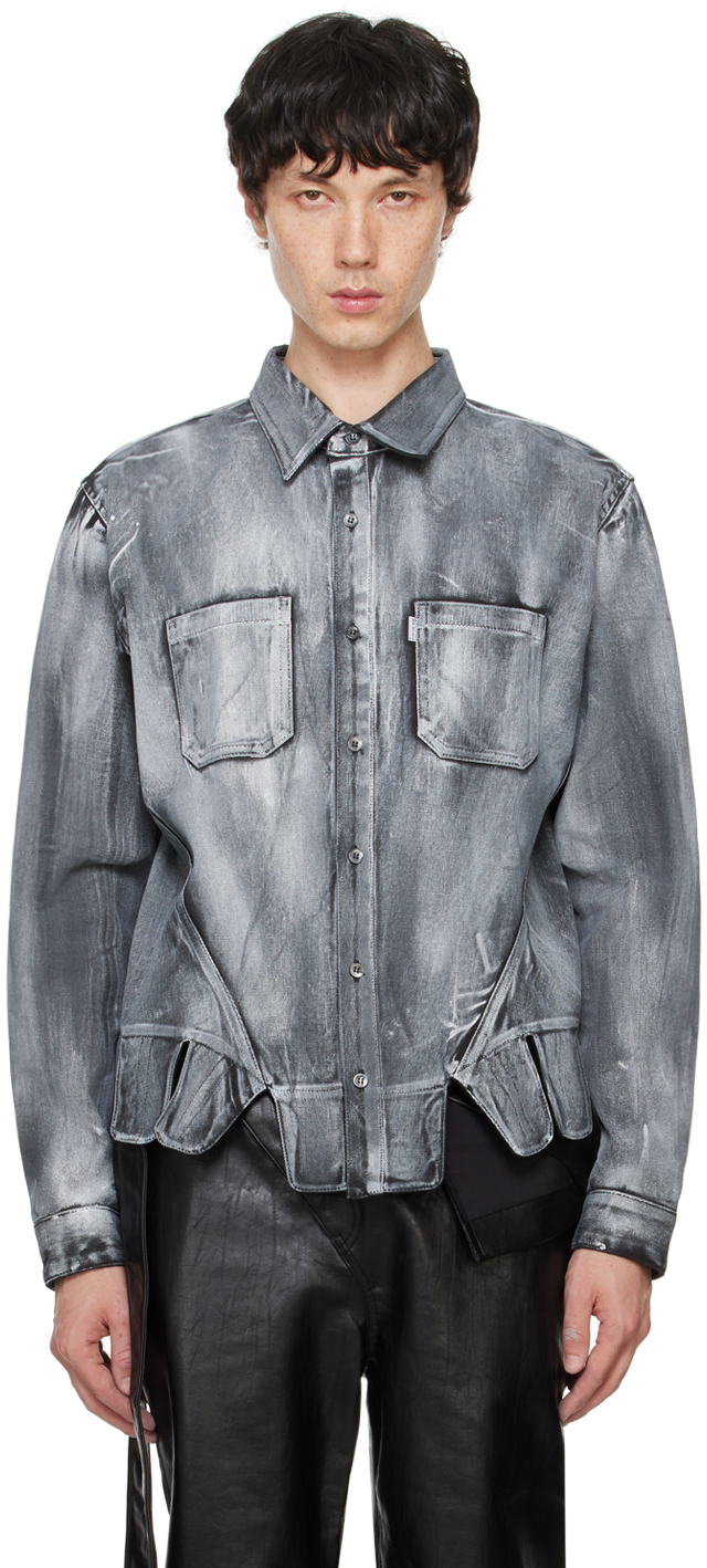 Juntae Kim: Black Square Petal Corset Shirt | SSENSE