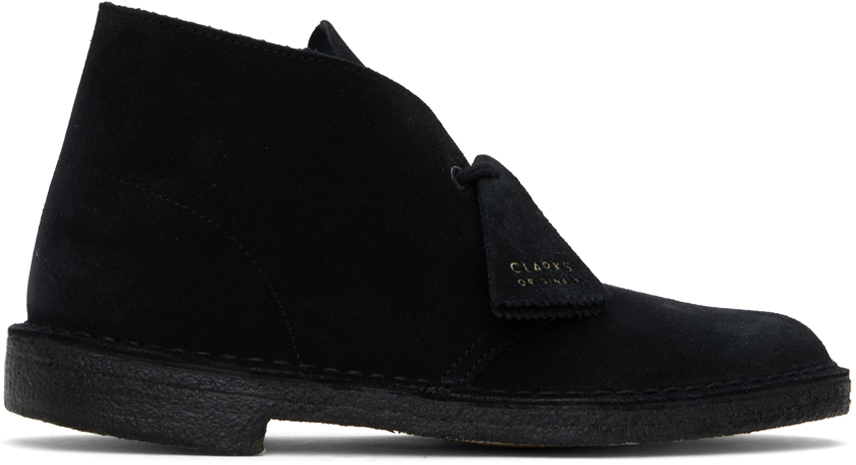 Clarks Originals: Black Suede Desert Boots | SSENSE