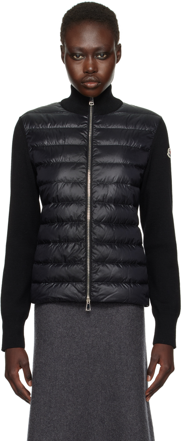 Moncler: Black Padded Wool Down Jacket | SSENSE
