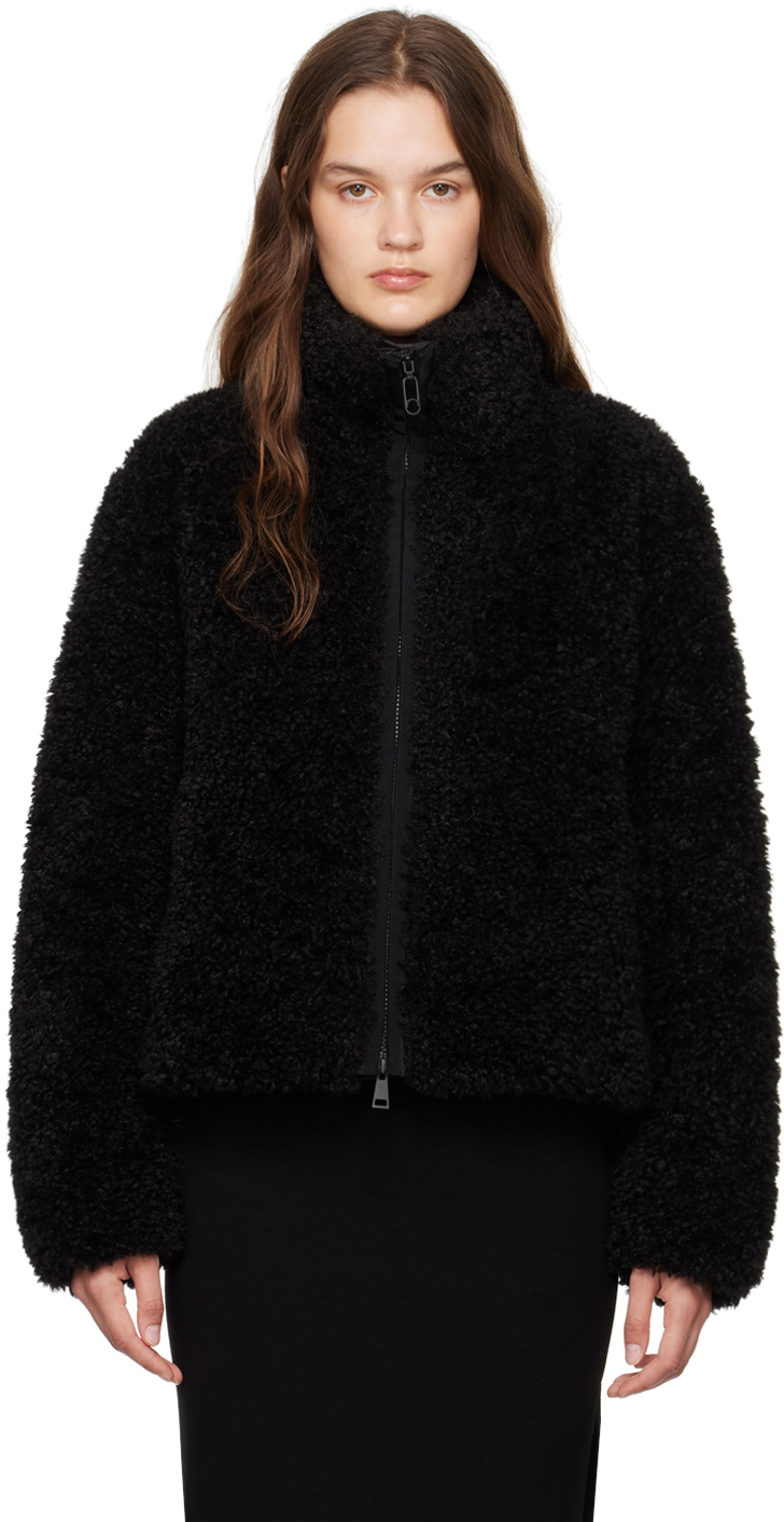 Moncler: Black Bridoire Faux-Shearling Down Jacket | SSENSE