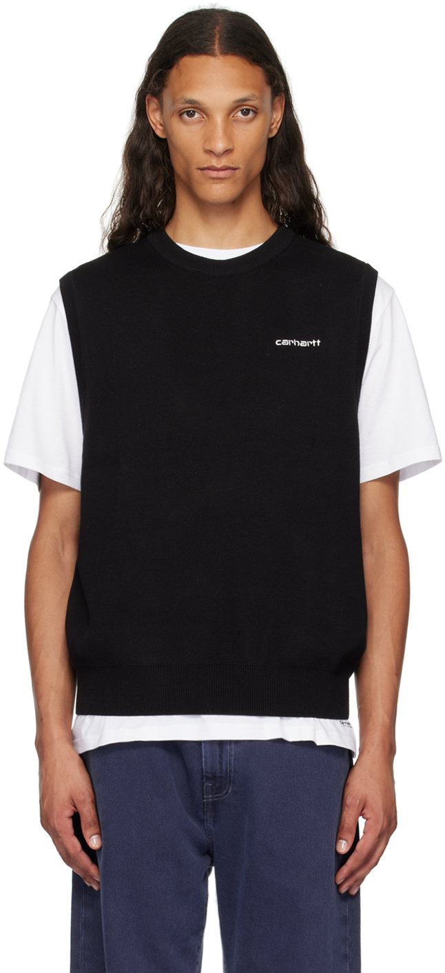 Black Script Vest by Carhartt Work In Progress on Sale