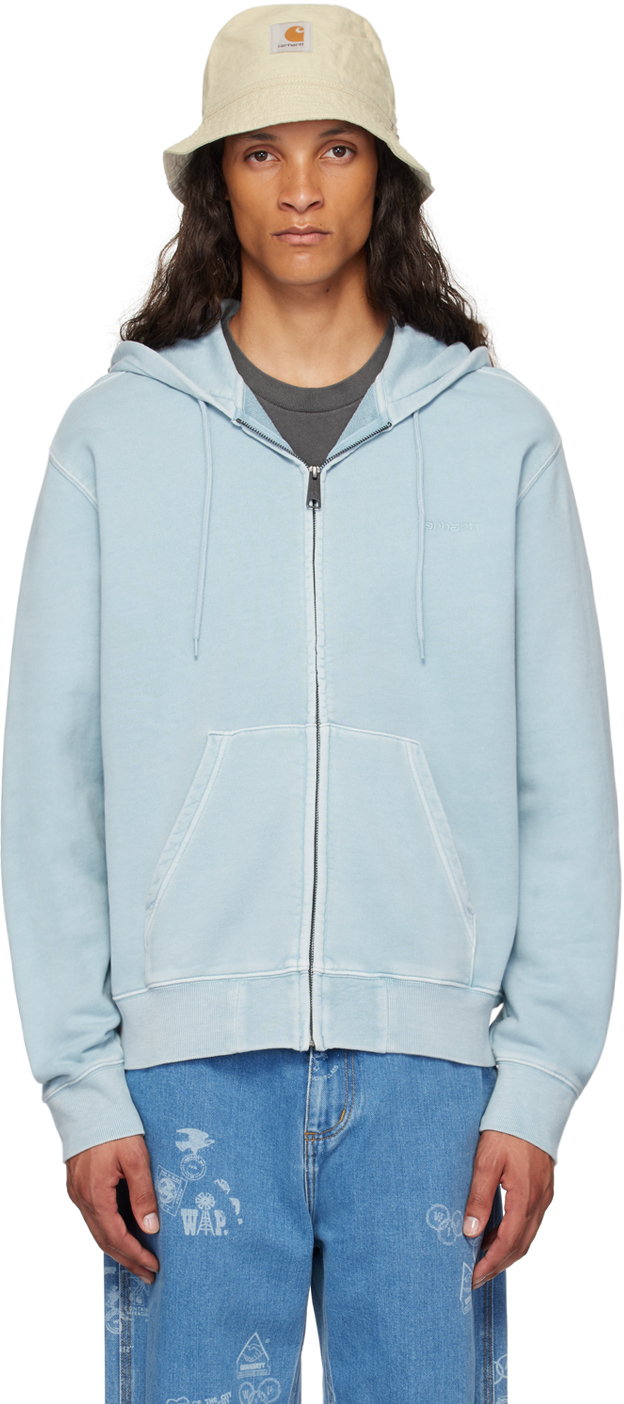 Blue Duster Script Hoodie by Carhartt Work In Progress on Sale