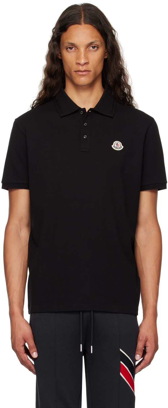 Moncler: Black Logo Patch Polo | SSENSE