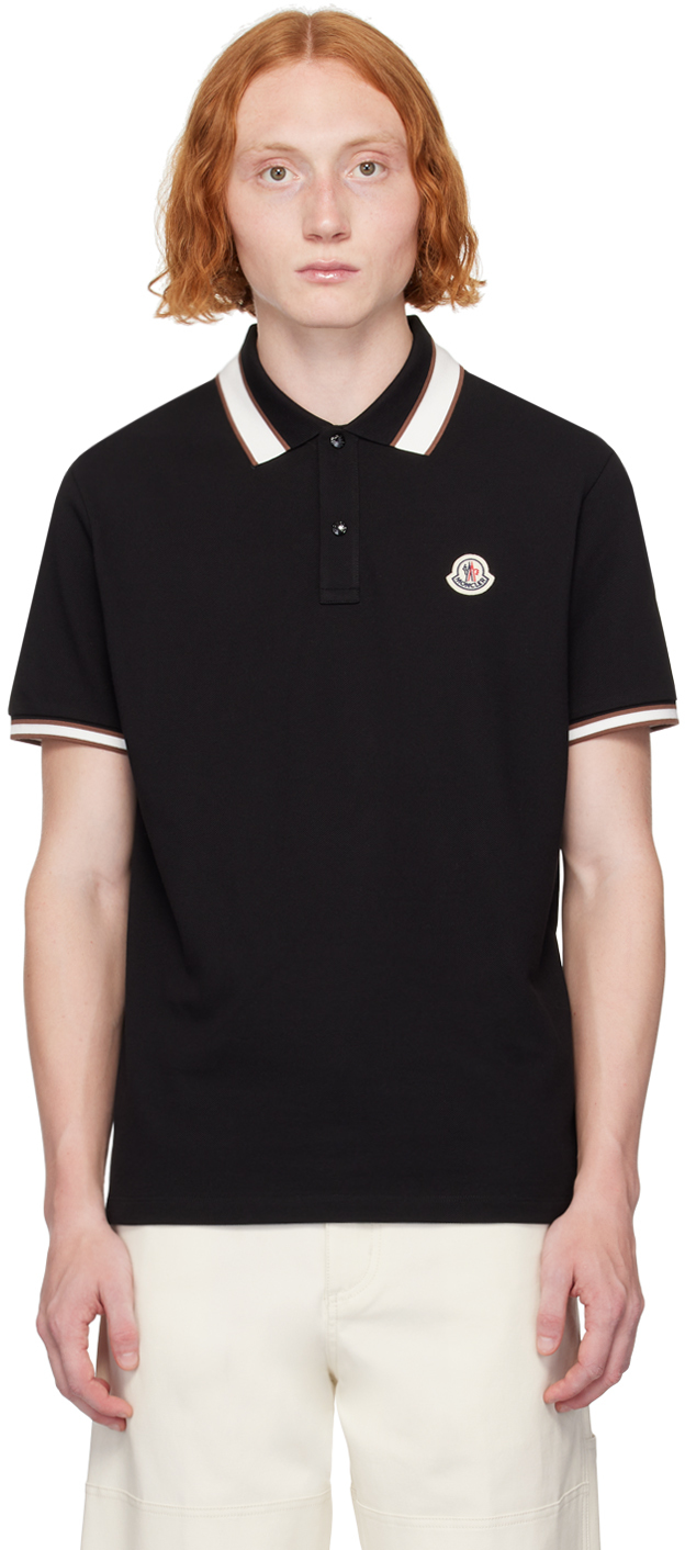 Moncler: Black Two-Button Polo | SSENSE
