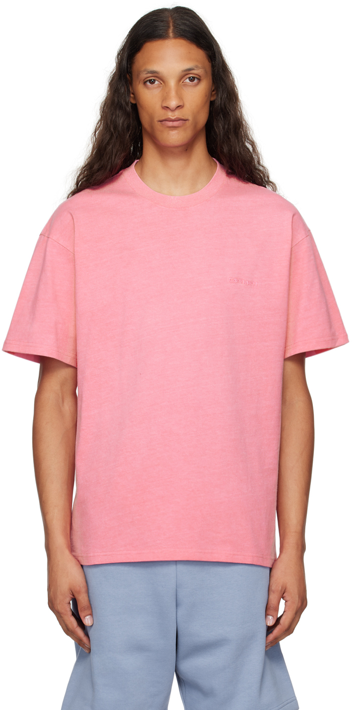 Carhartt Work In Progress: Pink Duster Script T-Shirt | SSENSE