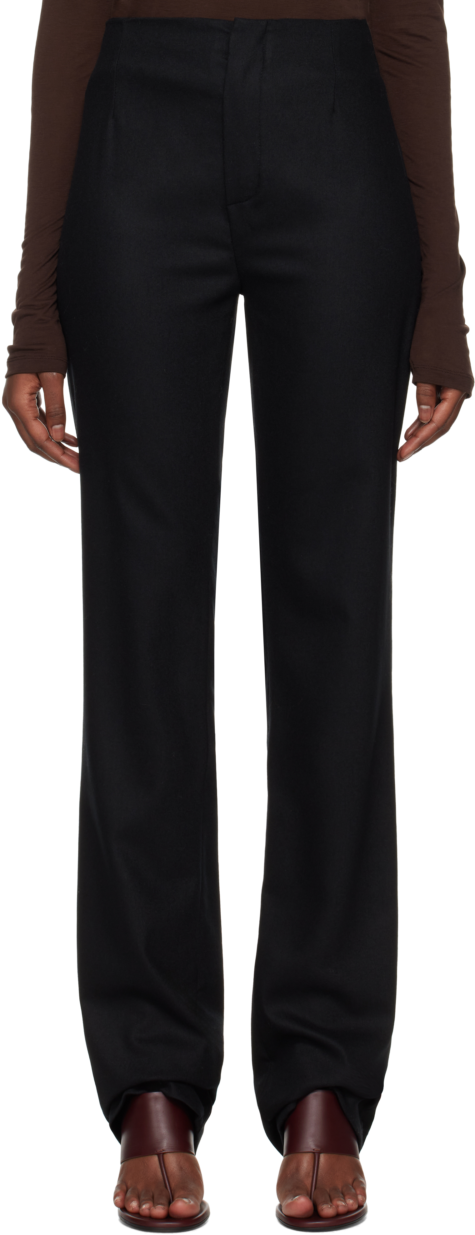 Black Morrison Long Trousers by The Frankie Shop on Sale