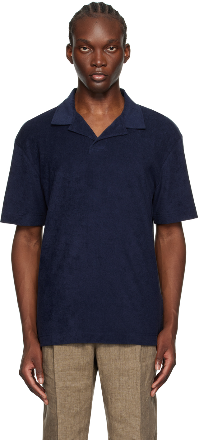 Sunspel: Navy Towelling Polo | SSENSE Canada