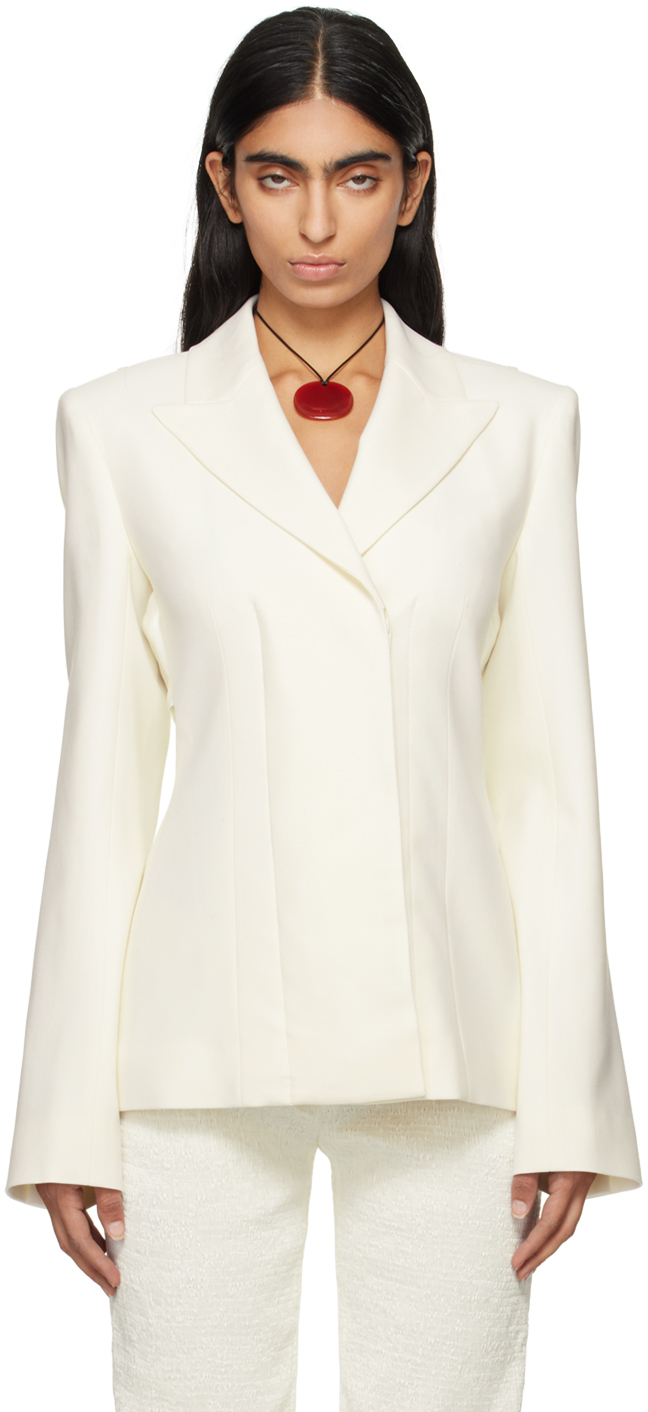 Acne Studios: Off-White Acko Structured Twill Blazer | SSENSE