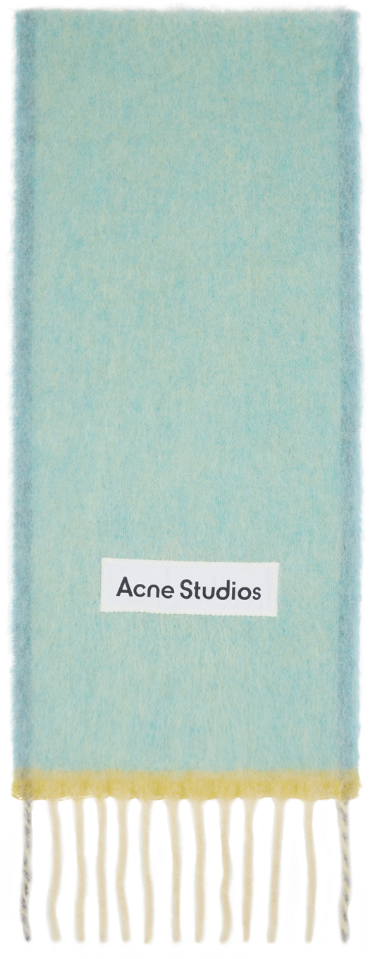Acne Studios: Blue Narrow Wool Mohair Scarf | SSENSE