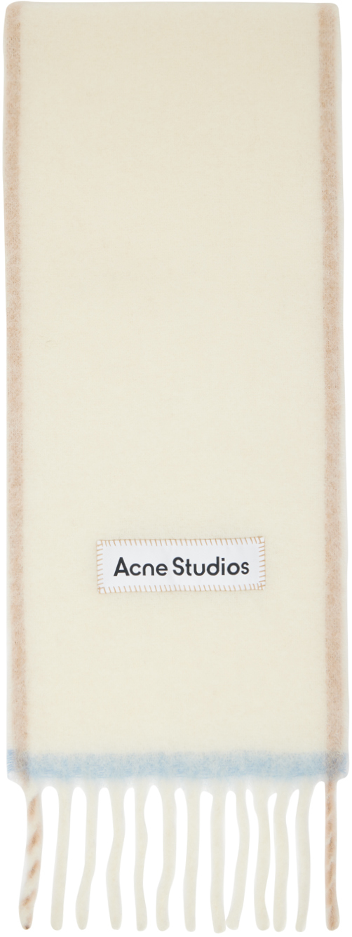 Acne Studios: Off-White Narrow Wool Mohair Scarf | SSENSE