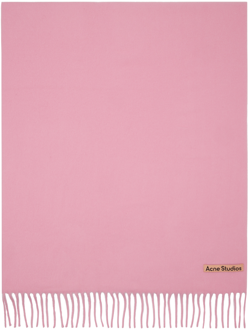 Acne Studios: Pink Oversized Fringe Wool Scarf | SSENSE