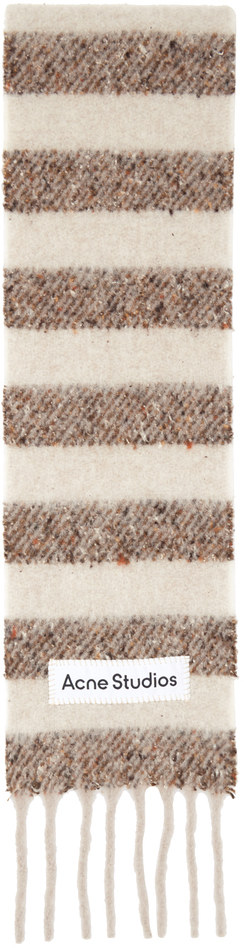 Acne Studios: Brown & Beige Stripe Alpaca Scarf | SSENSE
